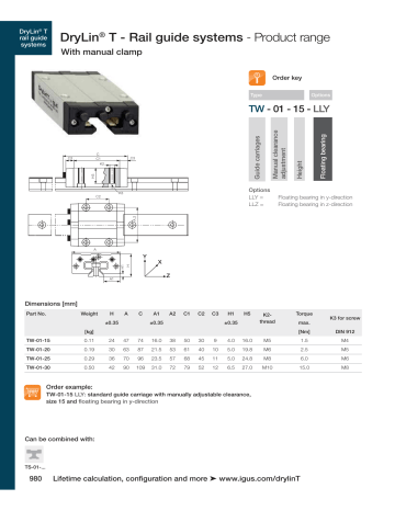 Igus TW-01-15 drylin T Standard Carriage User guide | Manualzz