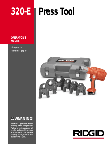 Ridgid Model 320-E Pressing Tool Manual | Manualzz