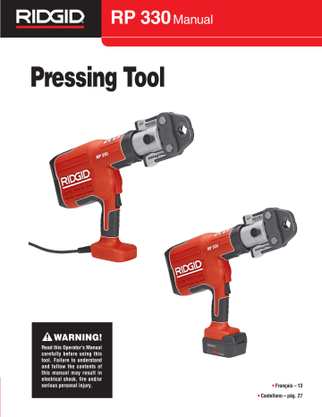 Ridgid RP 330-B and RP 330-C Press Tool Manual | Manualzz