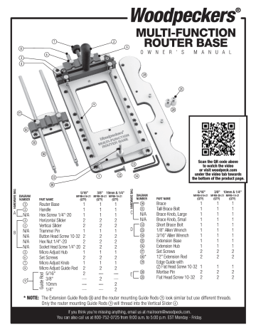 Woodpeckers Multi-Function Router Base Instructions | Manualzz