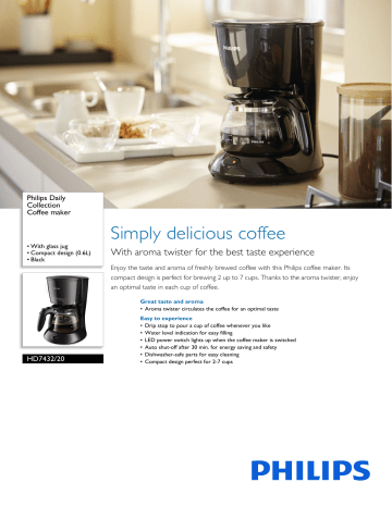Philips HD7432/20 Daily Collection Coffee maker Product datasheet ...