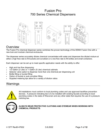 Dema Fusion Pro Instruction Sheet | Manualzz