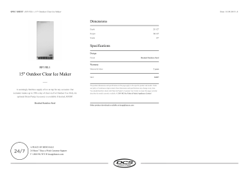 DCS RFIDP Drain Pump for Ice Maker RF15I Spec Sheet | Manualzz