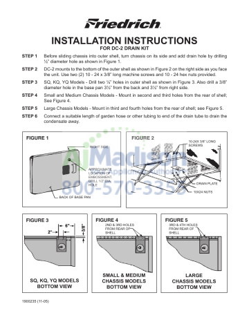Friedrich DC2 Drain Kit Installation instructions | Manualzz