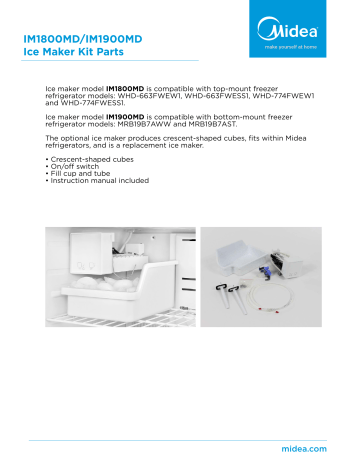 Midea IM1900MD Ice Maker Kit for Bottom Mount Refrigerators Spec Sheet ...