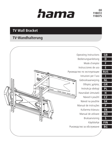 Hama 118072 TV Wall Bracket instruction manual | Manualzz