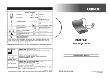 Omron HEM-FL31 Wide Range Fit Cuff Instruction manual | Manualzz