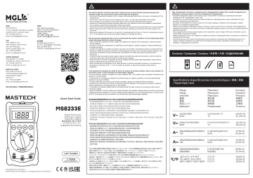 Mastech MS8233E Digital Electrical Multimeter Mode d'emploi | Manualzz