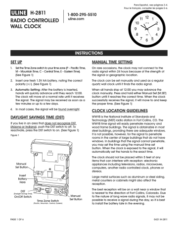 ULINE Radio Controlled Wall Clock Instructions | Manualzz