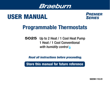 Braeburn Programmable Thermostats User Manual | Manualzz