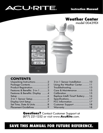 ACU-RITE Weather Center 00439DI Instruction manual | Manualzz