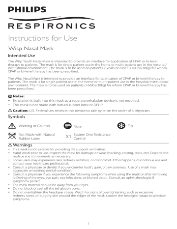 Philips Respironics Wisp Nasal Mask Instructions | Manualzz