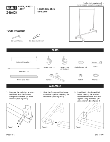 Uline H-1978, H-8532, H-8577 Z-Rack Guide d'installation | Manualzz