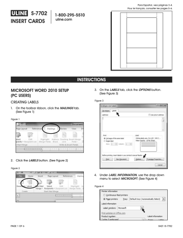 Uline S-7702 Insert Cards Mode d'emploi | Manualzz