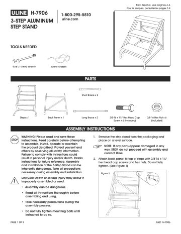 Uline H-7906 3-Step Aluminum Step Stand instruction manual | Manualzz