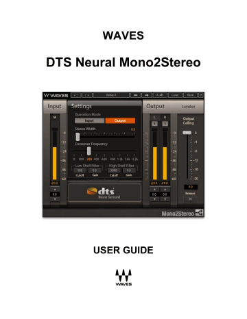 1.3 Sample Rate Support. Waves DTS Neural Mono2Stereo | Manualzz