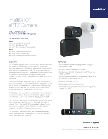Vaddio IntelliSHOT ePTZ Camera User Guide | Manualzz