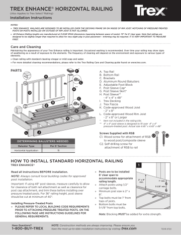 Trex Enhance Horizontal Railing Installation Guide | Manualzz