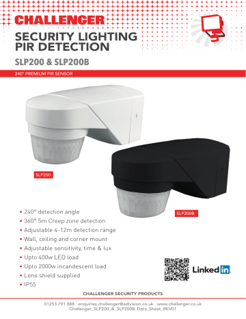 CHALLENGER Security Lighting Pir Detection User Guide | Manualzz