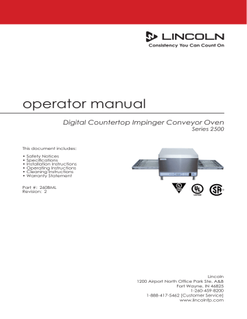 LINCOLN Digital Countertop Impinger Conveyor Oven Series 2500Digital ...