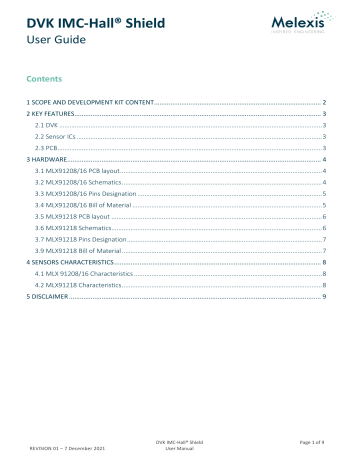 3.3 MLX91208/16 Pins Designation. Melexis DVK IMC-Hall Shield ...