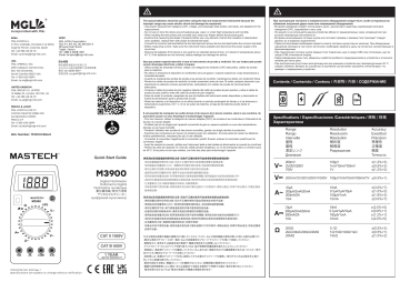 Mastech M3900 Digital Multimeter Mode d'emploi | Manualzz