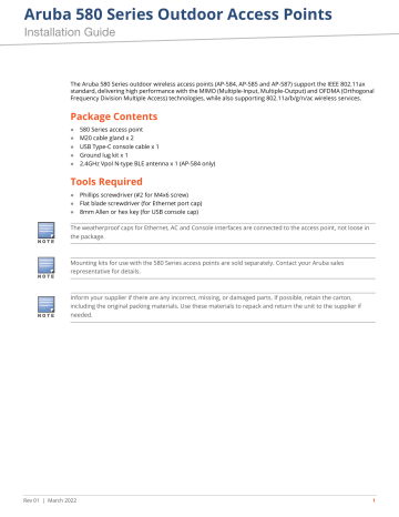 Aruba AP-584 Access Point Installation Guide | Manualzz