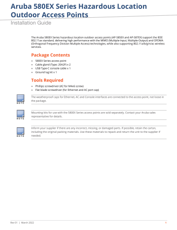 Aruba AP-585 Access Point Installation Guide | Manualzz