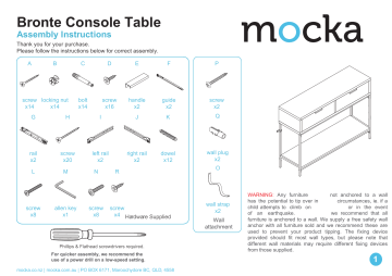 Mocka Bronte Console Table Assembly Instructions | Manualzz