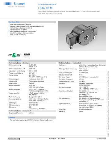 Baumer HOG 86 M Incremental encoder Datenblatt | Manualzz