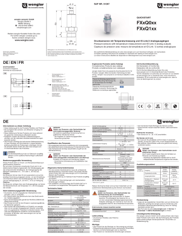 Wenglor FXGQ001 Pressure Sensor Guide | Manualzz