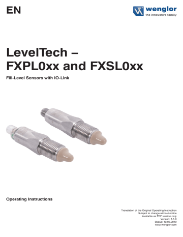 Wenglor FXSL001 Fill-level Sensor Operating instructions | Manualzz