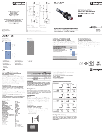 Wenglor HB03PDT7K Reflex Sensor Operating instructions | Manualzz