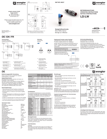 Wenglor LD86PCV3 Retro-Reflex Sensor Universal Operating instructions | Manualzz