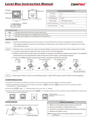 GemRed Level Box Owner's Manual | Manualzz