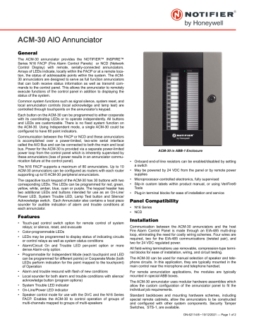 Notifier ACM-30 Data Sheet | Manualzz