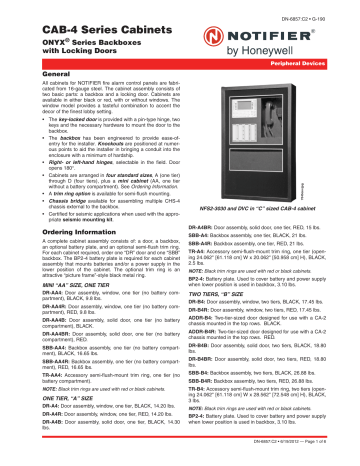 Notifier CAB-4 Series Cabinets Data Sheet | Manualzz