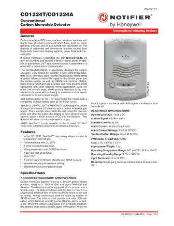 Notifier CO1224T(A) Data Sheet | Manualzz