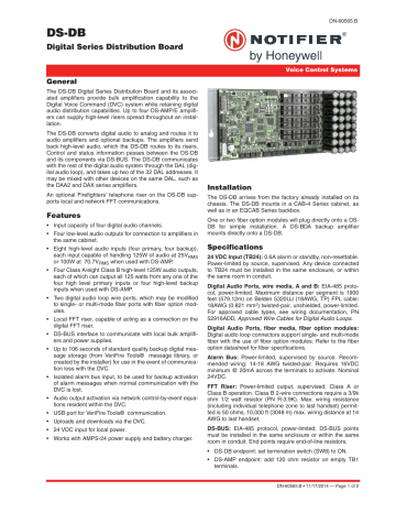 Notifier DS-DB Data Sheet | Manualzz