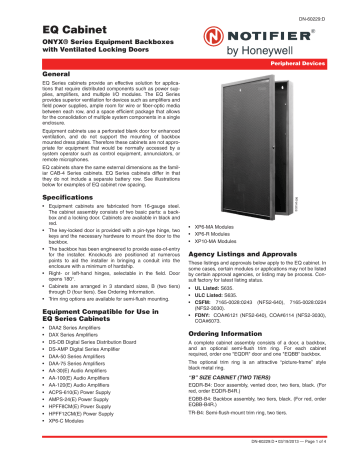 Notifier EQ Cabinet Data Sheet | Manualzz