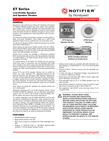 Notifier ET Series Data Sheet | Manualzz