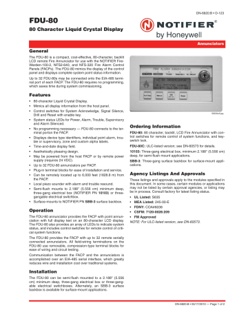 Notifier FDU-80 Data Sheet | Manualzz