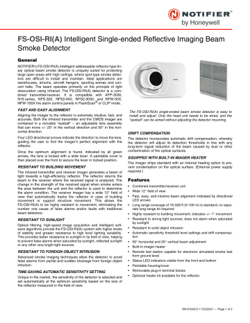 Notifier FS-OSI-RI and FS-OSI-RIA Intelligent Single-ended Reflective ...