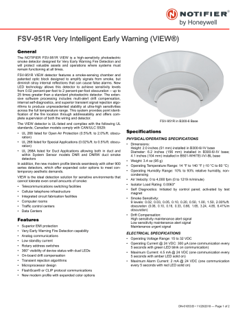 Notifier FSV-951R Very Intelligent Early Warning (VIEW®) Data Sheet ...