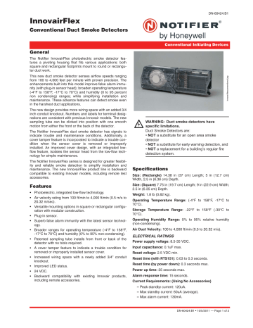 Notifier InnovairFlex Conventional Duct Smoke Detectors Data Sheet ...