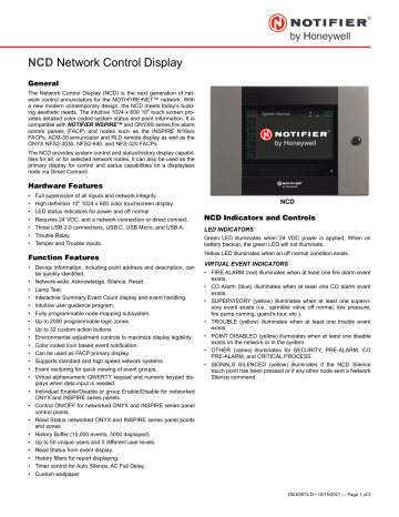 Notifier NCD Data Sheet | Manualzz