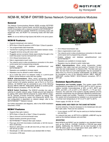 Notifier NCM-W, NCM-F Data Sheet | Manualzz