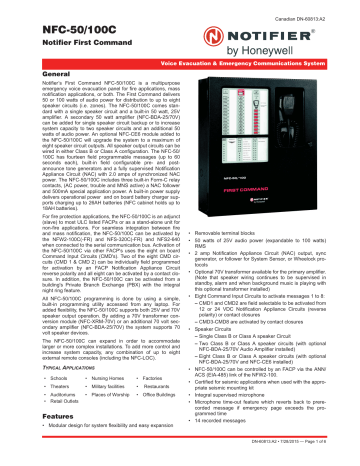 Notifier NFC-50/100C Data Sheet | Manualzz
