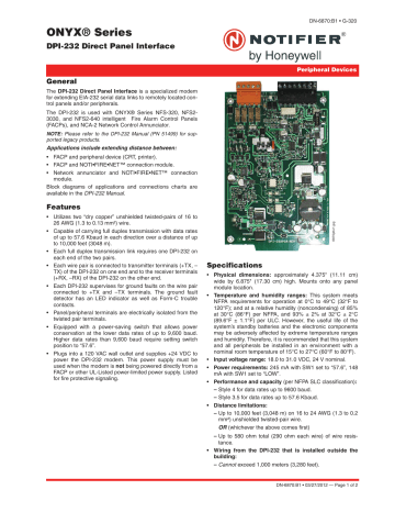 Notifier ONYX Series Data Sheet | Manualzz