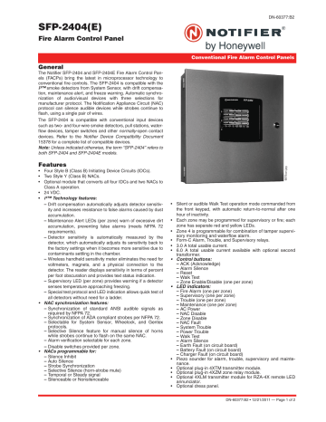 Notifier SFP-2404(E) Data Sheet | Manualzz